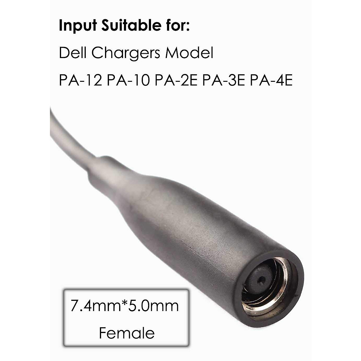 Tip Adapter Converter Cable for Dell 45w 65w 90w, Dongle Tip Connector Charging Converter Adapter Cord Power Supply Cable for Dell Laptop for D5g6m 0d5g6m XPS 12 13 Inspiron 11 13 14 15 17 - 2Pack