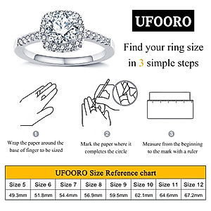 UFOORO CZ Fake Engagement Rings Solitaire Crystal Women's Engagement Rings Cubic Zirconia Wedding Band Gift Fake Diamond Rings(White-W, 7)