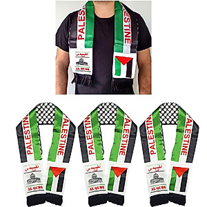 JCAKES Palestine Flag Scarf,Palestine Flag Shawl Sash Stole Wraps Scraf,Double Side Scarf Palestine Satin Scarf (6 PCS)