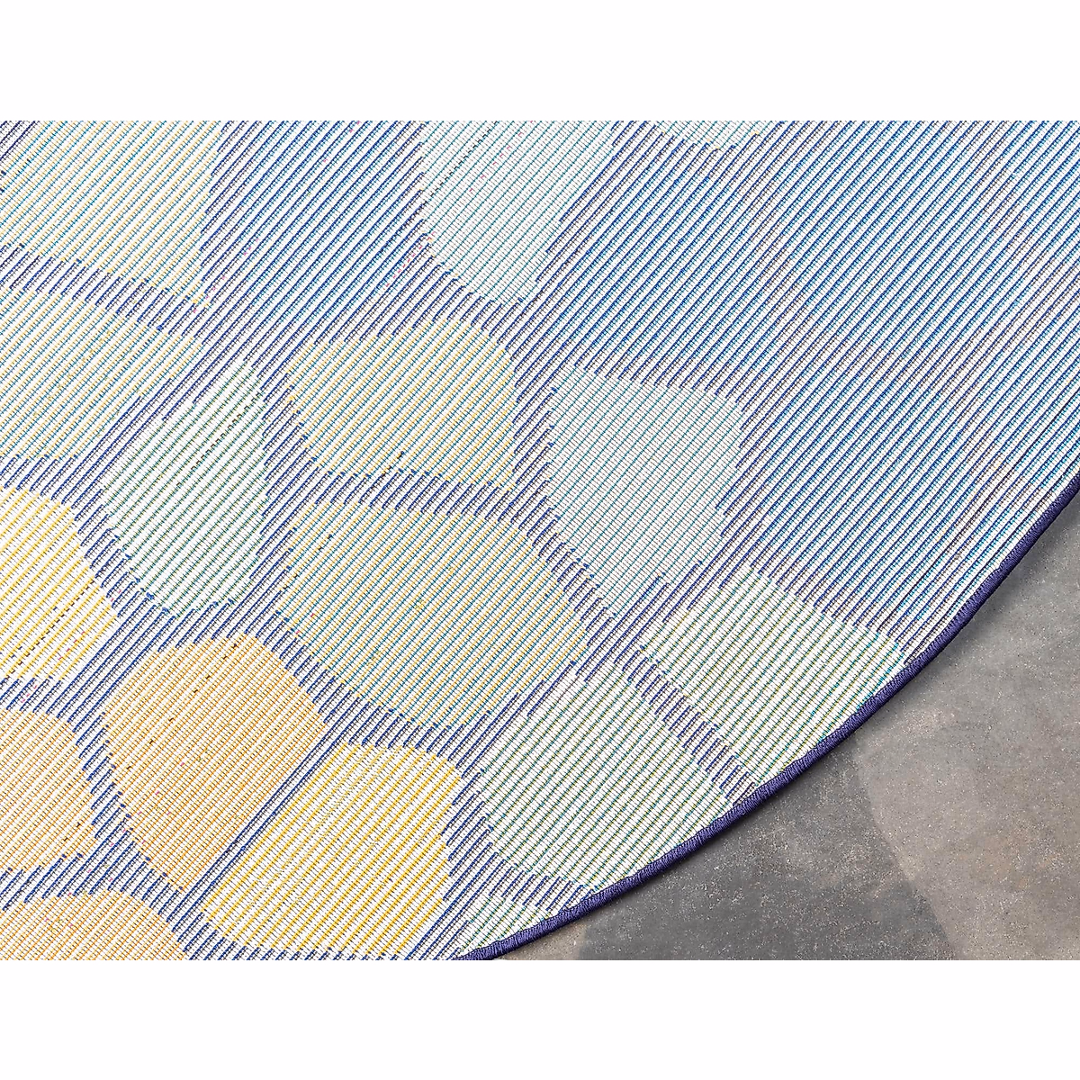 Unique Loom Estrella Collection Geometric, Abstract, Colorful, Modern, Mosaic Area Rug, Round 6' 1 x 6' 1, Multi/Blue
