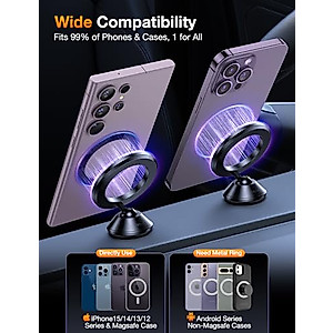TORRAS for MagSafe Car Mount [Compact & Powerful] Magnetic Phone Holder for Car Dashboard Precision Align iPhone Car Holder Mount Cellphone [20 Strong Magnets] for iPhone 15/14/13/12 Pro Max Plus