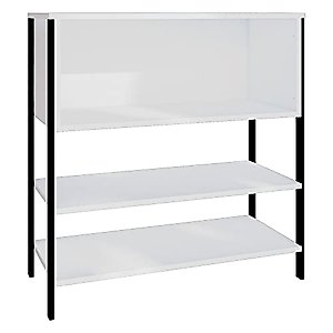 PLAYCON Decorative Open Shelf Unit and Display Cabinet, for Living Room, Study Room or Else, 32(11/16)" Wide, Innovative Textured PVC White Wood Veneer Looking Finishing