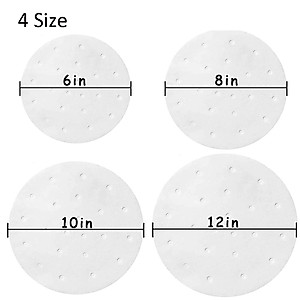 MineSign 100 Count Perforated Parchment Paper Bamboo Steamer Liners for 12 inch Air Fryer Parchment Paper
