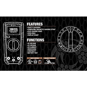 Southwire 10037K Electrical Test Kit with Full-Function Multimeter Non-Contact Voltage Detector and Outlet Tester Includes Test Leads and Batteries,Brown