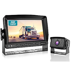FOOKOO Ⅱ HD Backup Camera System Kit,7''1080P Reversing Monitor+IP69 Waterproof Rear View Camera,Sharp CCD Chip, 100% Not Wash Up,Truck/Semi-Trailer/Box Truck/RV (FHD1-Wired)