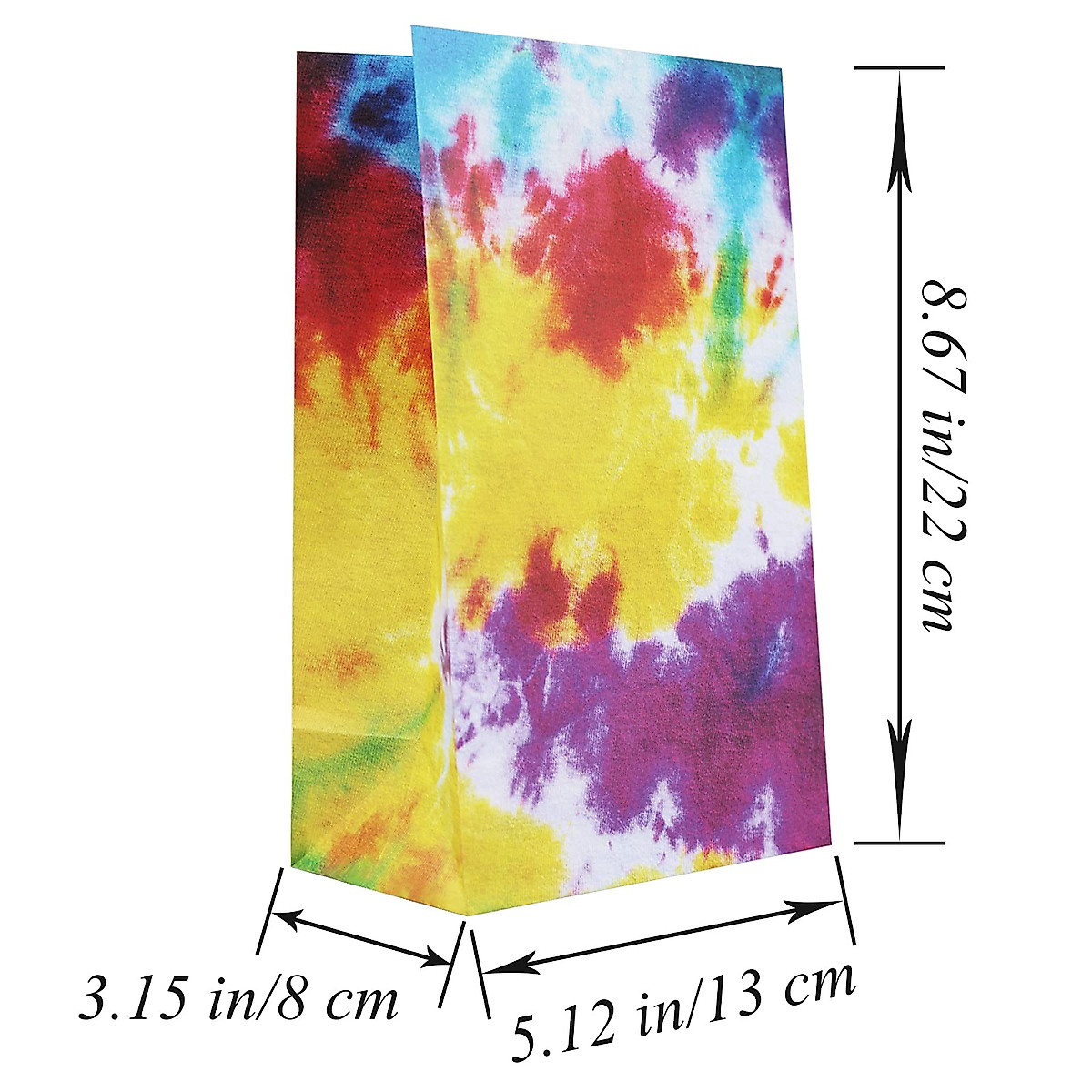 Septo Tie Dye Party Favor Bags, 24 Pieces Camouflage Treat Bags Goody Bags Retro Gift Bags Colorful Kids Party Paper Bags for Birthday Party Retro Theme