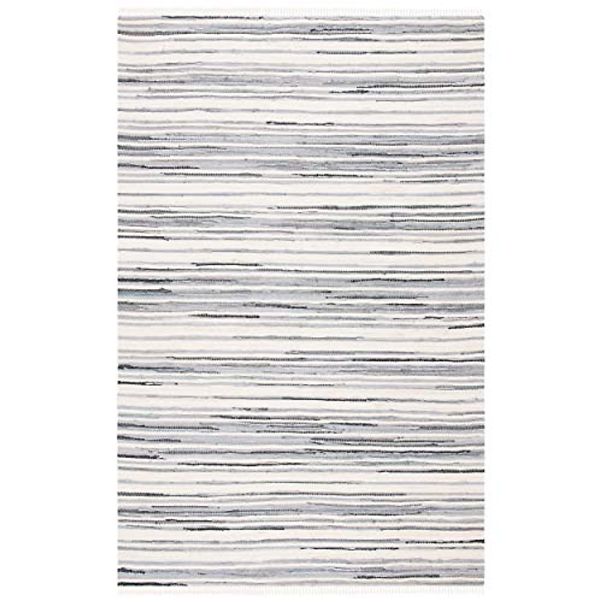 SAFAVIEH Rag Rug Collection 2' x 3' Ivory/Grey RAR126A Handmade Boho Stripe Cotton Accent Rug