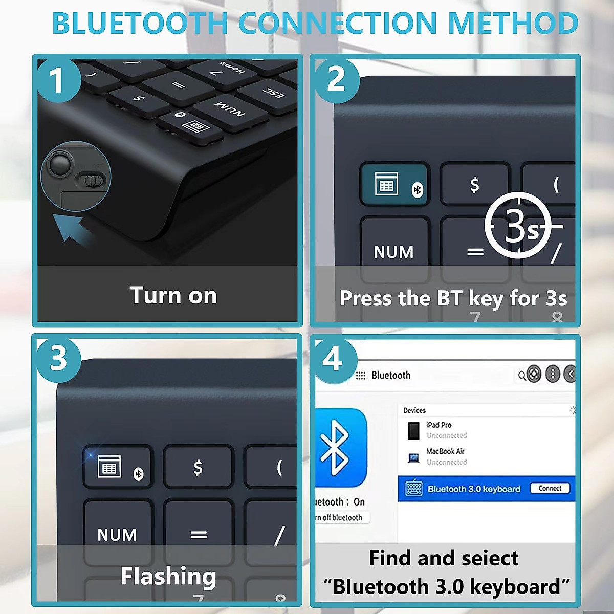 Bluetooth Number Pad for Laptop, Wireless Numeric keypad, 28 Keys Numpad Number Keypad Bluetooth 10 Keys Number Pad for Laptop, MacBook Air/Pro, iMac, Surface Pro, etc