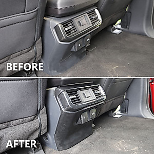 Korlot Carbon Fiber Rear Armrest Box A/C Air Conditioning Outlet Vent Trim fit for Ford F150 2021+ for 2023 F250 F350 Super Duty