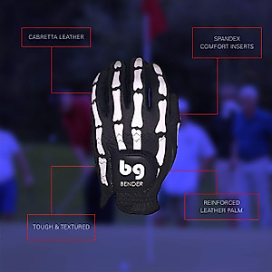 BG Bender Golf Glove | Wear On Right | (White Bones, Mens Medium)