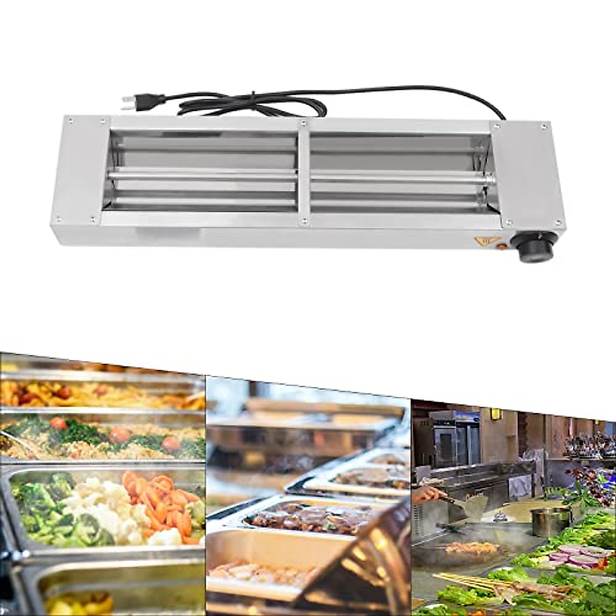 Electric Strip Heater Food Heat Lamp Overhead Food Warmer Infrared Strip Heater for Restaurants Buffets (24'')