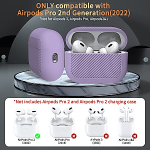 YIPINJIA AirPods Pro 2 Case, [10 in 1]AirPods Pro 2nd Generation 2022 Accessories Set Kit, Soft Silicone Shockproof Protective Cover with Different Earbuds Accessories for New Apple Airpods Pro-Purple