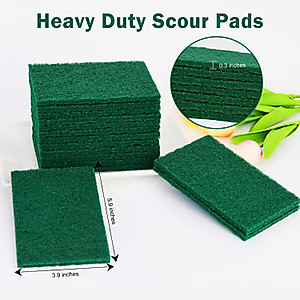 YoleShy 40 PCS Scouring Pad, Dish Scrubber Scouring Pads,4.5 x 6 inch Green Reusable Household Scrub Pads for Dishes, Kitchen Scrubbers & Metal Grills