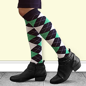 Golf Knickers Colorful Knee High Argyle Cotton Socks For Men Women and Youth - JJJJ: Black/Red/White - Ladies