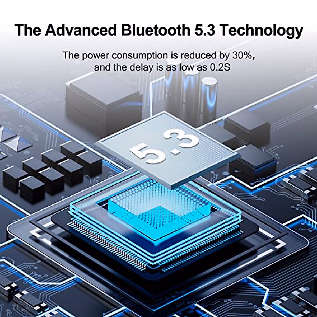 Wireless Earbuds Bluetooth 5.3 Headphones 48hrs Playtime Immersive Bass Bluetooth Earbuds IPX7 Waterproof Earphones with Earhooks Built-in Mic LED Display Headset for Sports Workout Gym Running Black