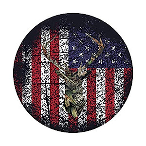 Deer Buck Hunting USA Flag Brown Camouflage Red White Blue PopSockets PopGrip: Swappable Grip for Phones & Tablets