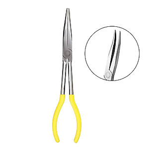 3-piece 11 Inch Long Reach Long Nose Pliers 25 degrees plier, circle plier,work for Mechanics Technicians and Contractors Work with Delicate or Difficult-to-Reach Pieces Milled-Jaws Steel Needle Nose