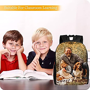 Boneker Custom Backpack Personalized Backpack with 1-9 Photo Customize Your Image Text Name Logo Waterproof Laptop Bag (1 Photo)