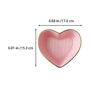 Angoily Porcelain Heart- shaped Bowls Deep Heart Plates Salad Bowl Fruit Bowl for Desserts Pasta Dinner Pink