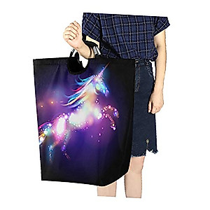 ALAZA Unicorn Starry Star Rainbow Laundry Basket Hamper Large Storage Bin with Handles for Gift Baskets, Bedroom, Clothes