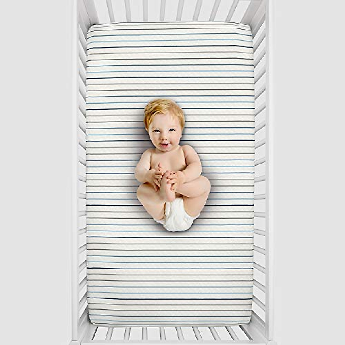 Carter's Heather Multi Colored Stripe Super Soft Fitted Crib Sheet