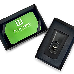 The Tightwad Money Clip - Minimalist Slim Wallet For Men - Front Pocket Credit Card Holder - Metal Small Mens Wallets (Black)