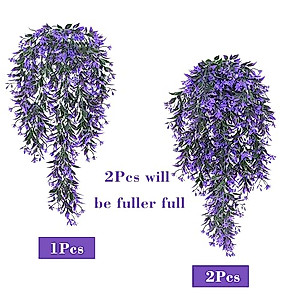 Waipfaru 2pcs Fake Ferns, Artificial Hanging Plants with Fuller Leaves, Fake Plants with Faux Ivy Vines, UV Resistant Artificial Outdoor Plants for Room Patio Garden Home Indoor Outdoor Porch Decor