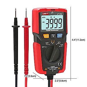 UNI-T UT125C Digital Multimeter Pocket Multi Tester, 4000 Counts AC DC Voltage AC DC Current Resistance Capacitance Frequency Duty Cycle NCV Diode Test Continuity Test Data Hold Auto Power Off