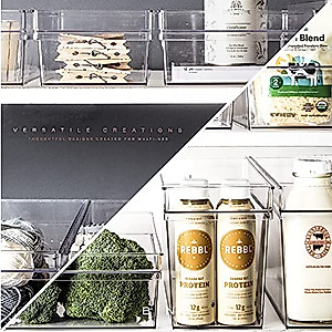 BINO | Plastic Storage Bins, Shallow Medium | THE HANDLER COLLECTION | Multipurpose | Kitchen Pantry &Freezer Organizers | Clear Containers for Organizing Home |