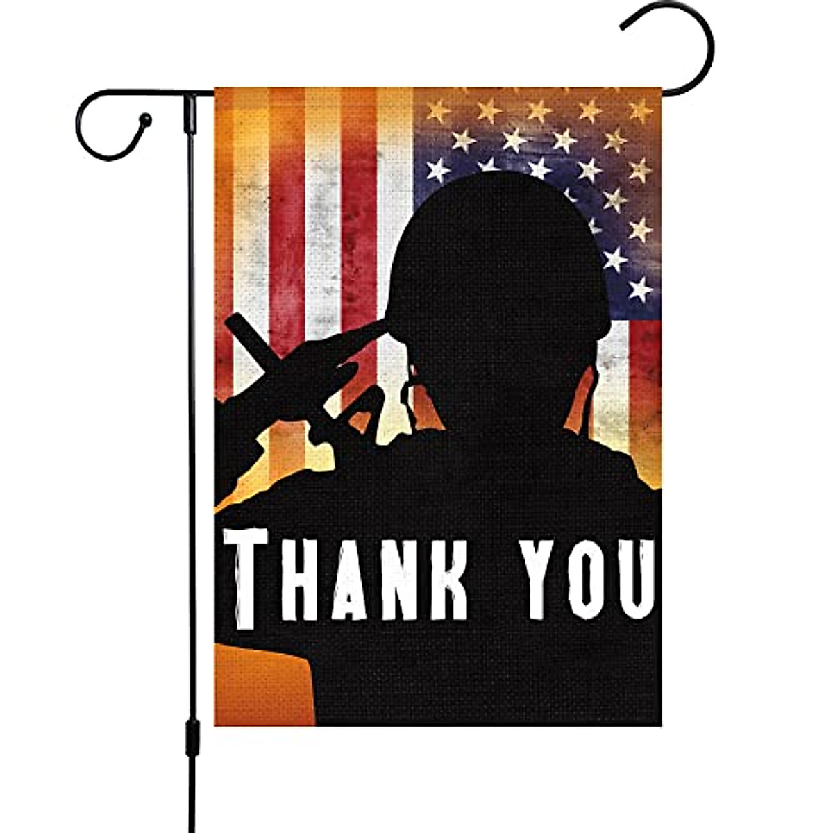 Louise Maelys Patriotic Memorial Day USA Garden Flag 12x18 Double Sided Vertical, Small Burlap Thank you Military Soldiers Garden Yard Flags Banner, Independence Day Outdoor House Decorations (ONLY FLAG)