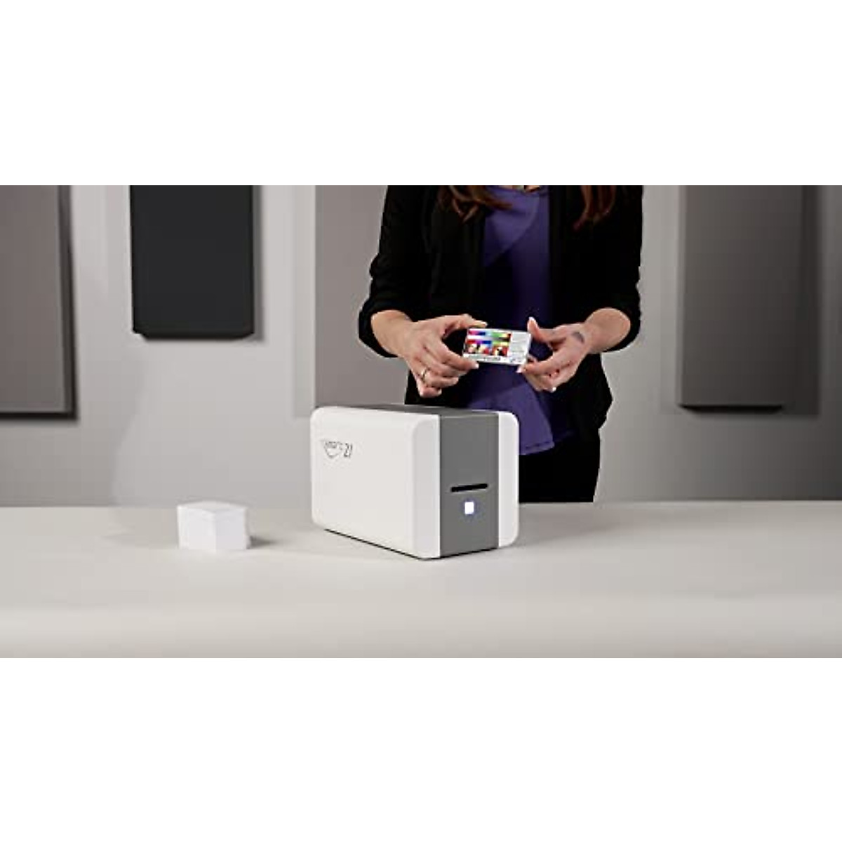 IDP SMART-21 Series ID Card Simplex Starter Printer Kit with Software, Manual and Guides - Includes 100-Print YMCKO Color Ribbon and 100 PVC Plastic Cards