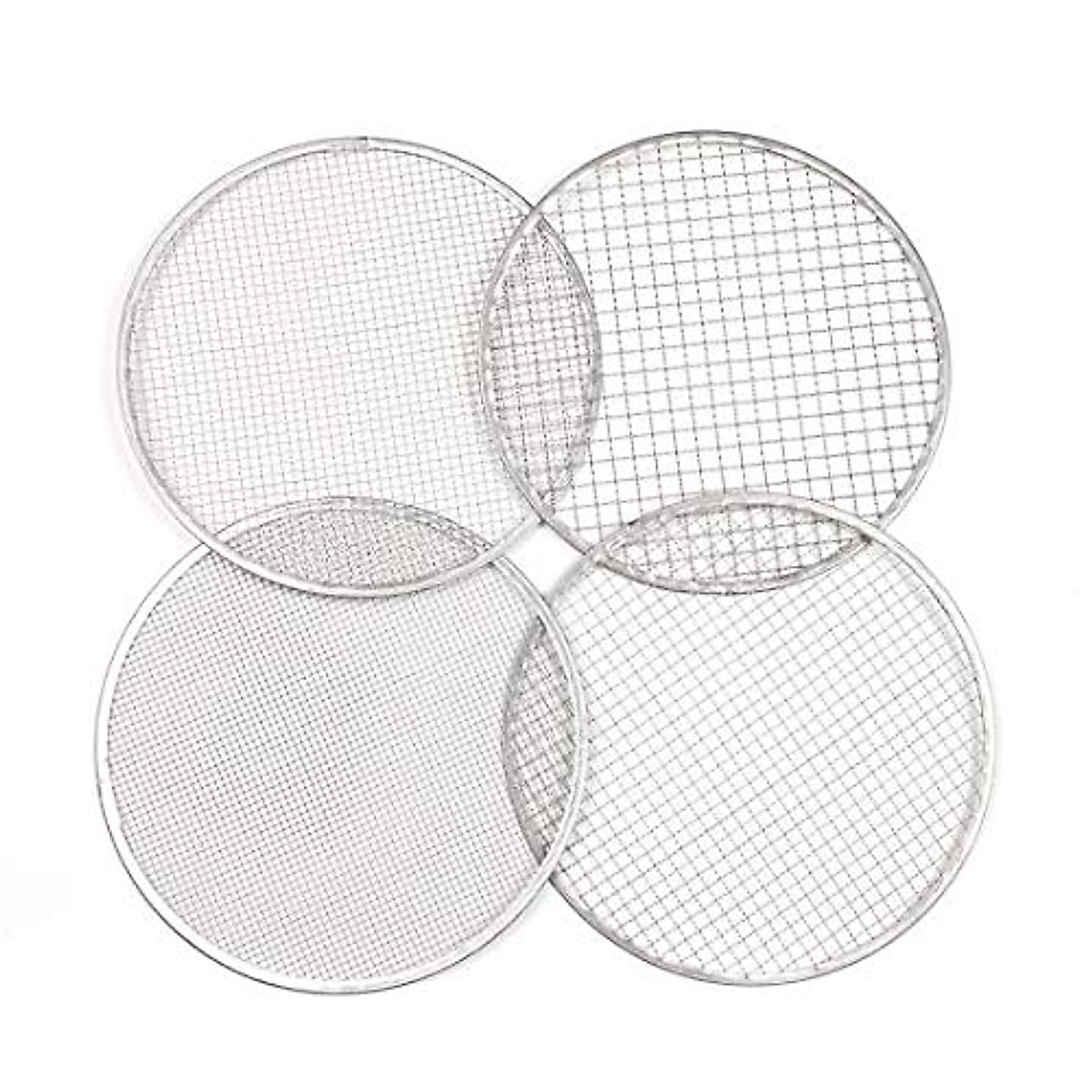 Practicool Garden Potting Mesh Sieve - Sifting Pan - Stainless Steel Riddle - Mix Soil Filter - with 4 Interchangeable Mesh Sizes - 3, 6 , 9, 12mm