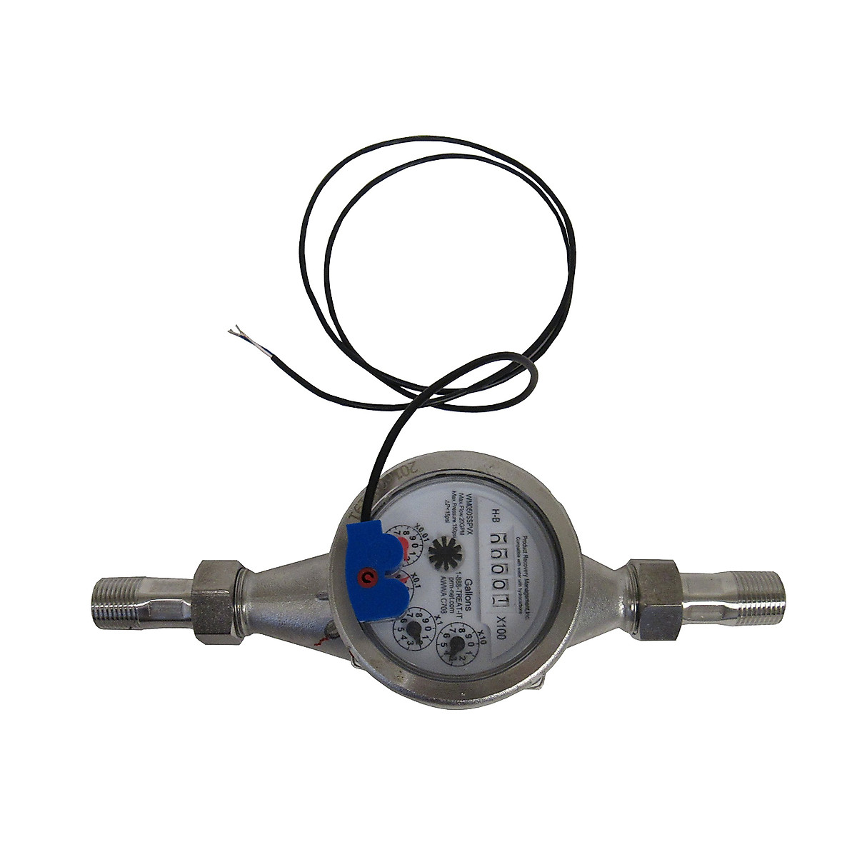 PRM Filtration 3/4 Inch NPT 304 Stainless Steel Multi-Jet Water Meter with Pulse Output, Viton Seals, Sealed Dry Dial, and Internal Strainer for Particulate Protection