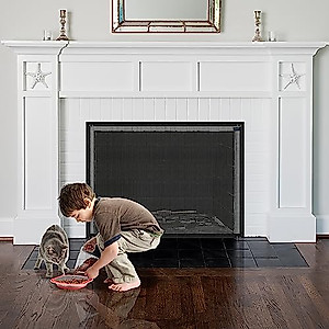HOMWMPA Fireplace Screen, Mesh Fireplace Cover, Baby Proof to Prevent Baby and Pet Near Idle Fireplace, Fireplace Safe Mesh, 45" W x 34" H