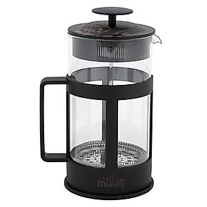 Any Morning Coffe Maker, Stainless Steel Borosilicate Glass French Press, Tea Press for Loose Tea, BPA Free, Heat Resistant Durable, Easy to Clean, 27 oz, Black