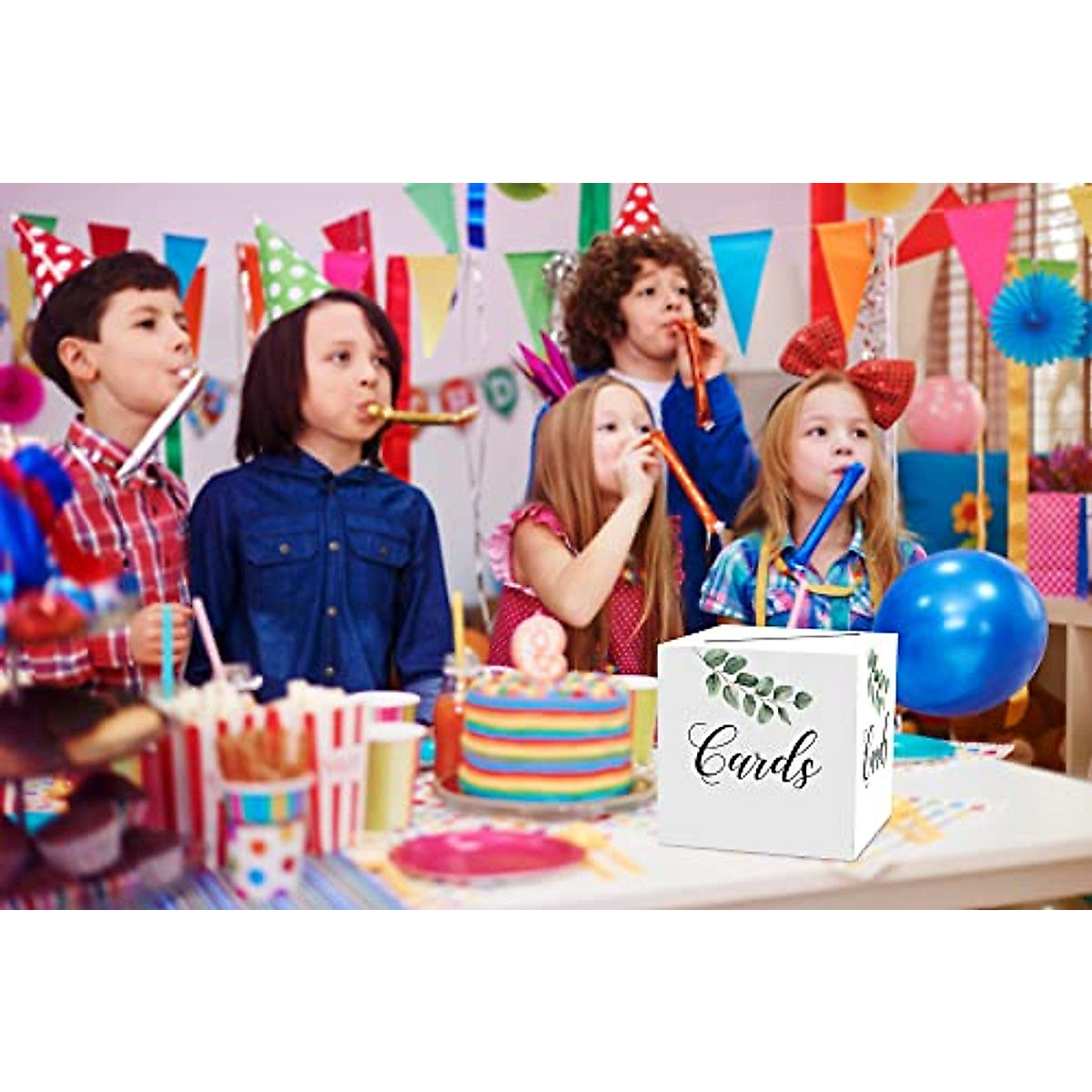 Greenery Floral Card Box, Reception Box for Baby Shower, Wedding, Bridal Shower, Engagement, Birthday Party Game Supplies, Decorations, Set of 1(BOX-16)