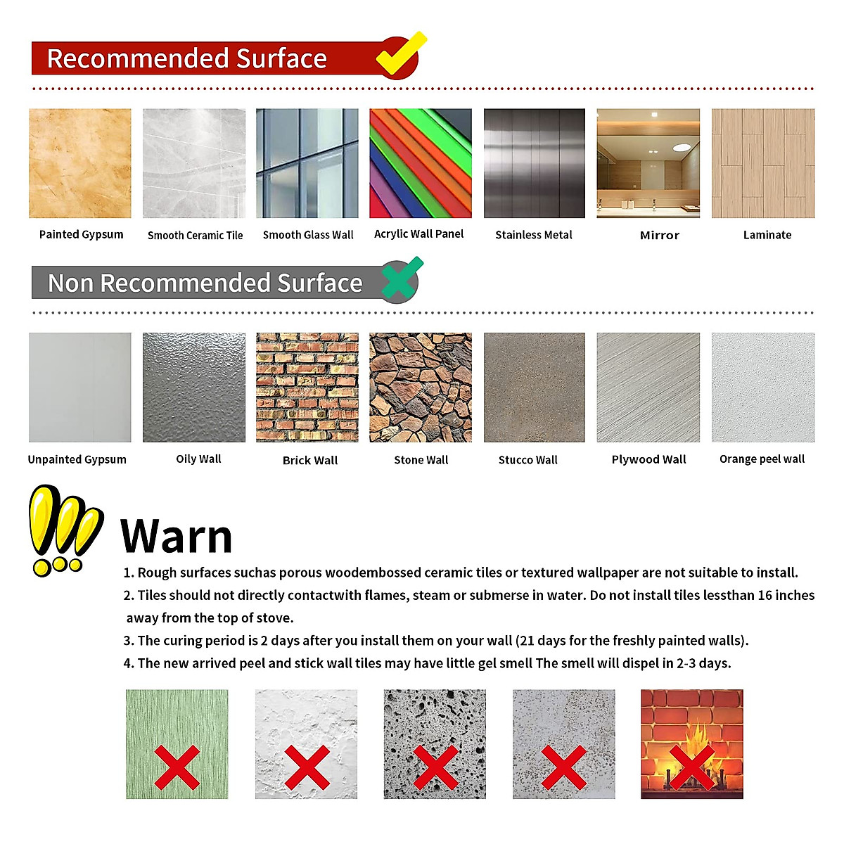 Gray & White Collection Peel and Stick Tile Stickers, 6x6 Inch 12 PCS Set Backsplash Tile Decals Bathroom & Kitchen Vinyl Wall Decals Easy to Apply Just Peel & Stick Home Decor