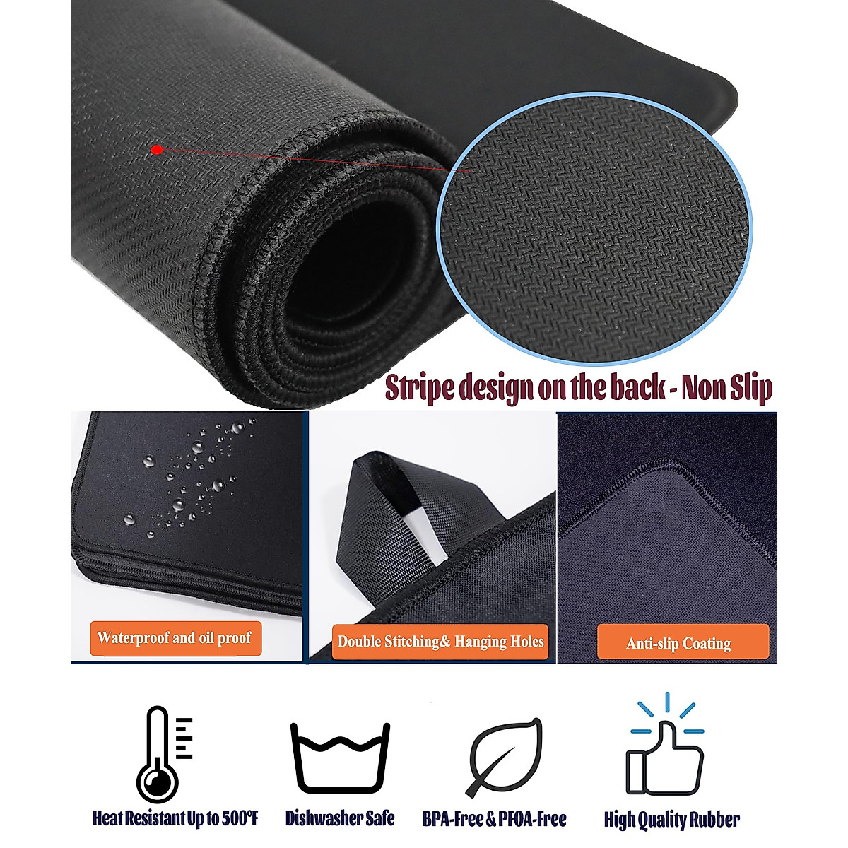 Stove Top Covers, Extra Large Stove Top Cover for Electric, Anti-Slip Waterproof Flat Top Oven Cover Mat Electric Cooktop Cover Protector,Ceramic Glass Stove Top Protector Mat 28.5" X 20.5" Black