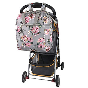 Wide Open Frame Diaper Bag Backpack and Nappy Travel Bag Tote with Changing Pad, Stroller Straps (Floral Frenzy)