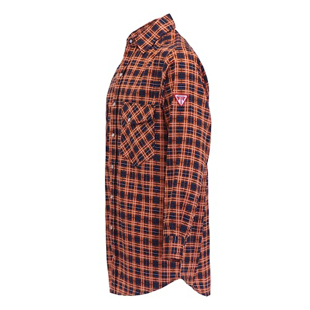 TICOMELA FR Shirt for Men Flame Resistant Shirts 6.5oz Light Weight Orange/Black Plaid Men's Fire Retardant Snap Shirts