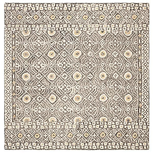 SAFAVIEH Micro-Loop Collection 5' Square Charcoal/Ivory MLP801H Handmade Premium Wool Area Rug