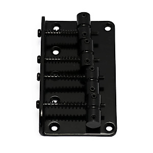 Metallor 4 string Bass Bridge Hard Tail Fixed Top Load Bridge Compatible with Jazz Bass Precision Bass Guitar Black.