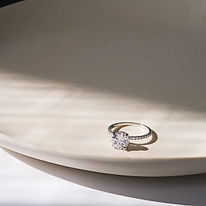 espere 2 Carat Round Cut CZ Micropavé Band Engagement Ring Size 5 | Sterling Silver CZ Wedding Ring | Bridal Anniversary Promise Ring For Her