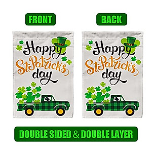 Happy St Patricks Day Garden Flag, Saint Patricks Decorations Outside Yard Flag 12x18 Vertical Burlap Double Sided Decor for Home Outdoor Hanging