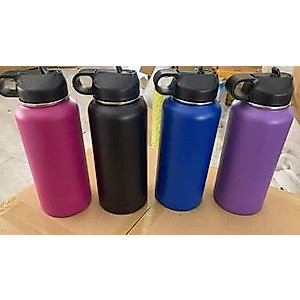 Sports Water Bottle - 32oz, Straw Lid, Leak Proof -Stainless Steel - Double Walled, Powder Coating, keep warm and Cold for more than 12 hours. 4 colors (Blue)