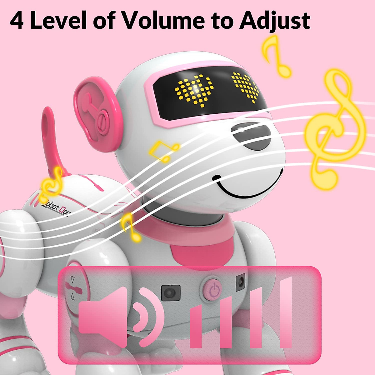 STEMTRON Programmable Remote Control Robot Cat Robot Dog for Kids, Interactive Robotic Dog Robotic Cat, Robo Dog Robo Cat, RC Robot with Touch Sensing, LED Eyes, Dance & Music