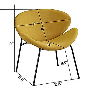 Cui Liu – Chair Set - Amura Accent Chair Set of 2 - Soft Plush Fabric Retro Designer Chairs with Matte Black Legs Mid Century Living Room Chairs (Mustard)