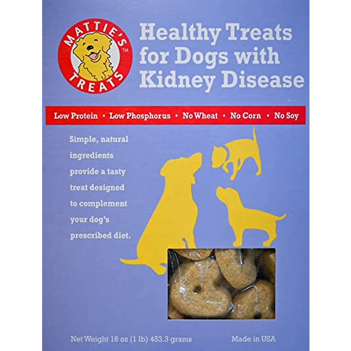 Mattie's Treats: 1 Pound Box; Low Protein, Low Phosphorus, Low Sodium Dog Treats