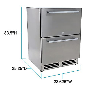 Avanti ELITE Series 2-Drawer Undercounter Refrigerator, 5.2 cu. ft., Home or Commercial Use | Slide Out Drawers, Built-In or Freestanding, 304 Stainless Steel for Outdoor Use