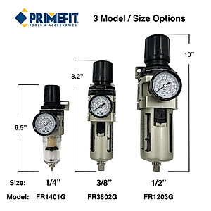 Primefit FR3802G 3/8-Inch Air Filter Regulator Combo with Gauge